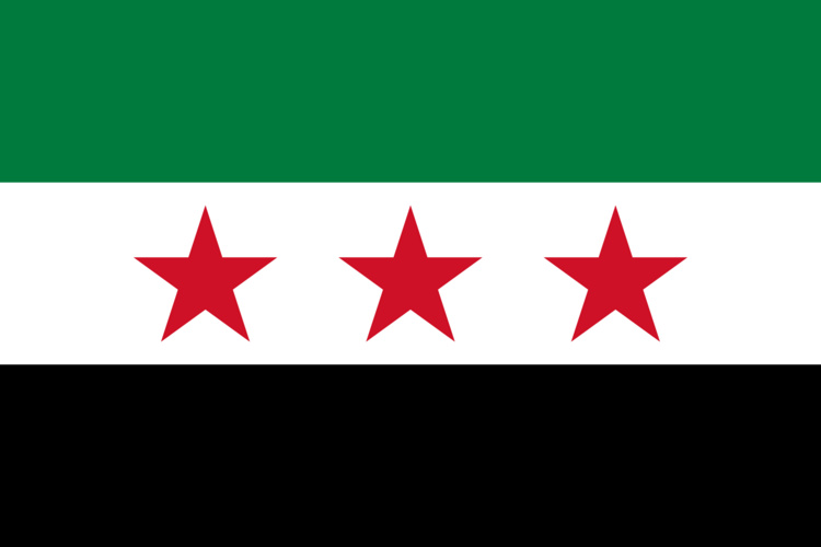Flagge Syrien (ab 2024, mit 3 roten Sternen) im Querformat ...